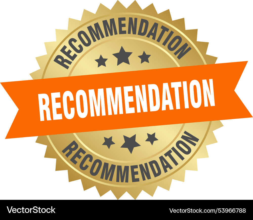 Recommendation round orange Royalty Free Vector Image