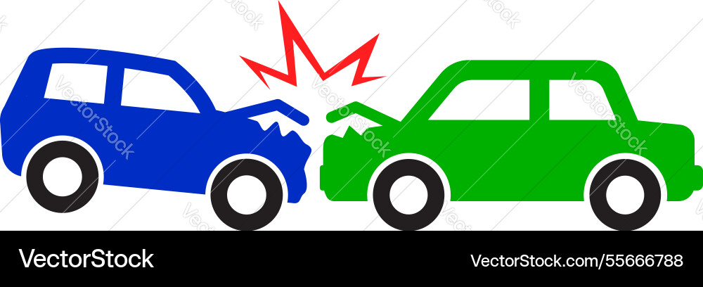 Simple cars crash collision symbol Royalty Free Vector Image