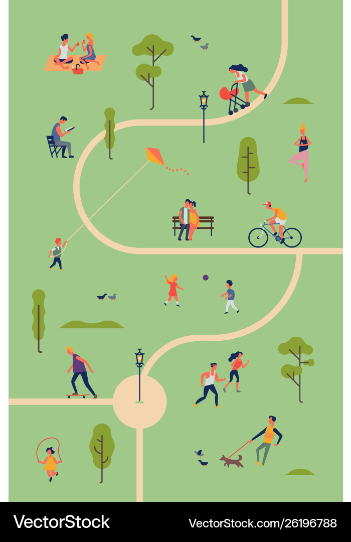 Summer park top view Royalty Free Vector Image