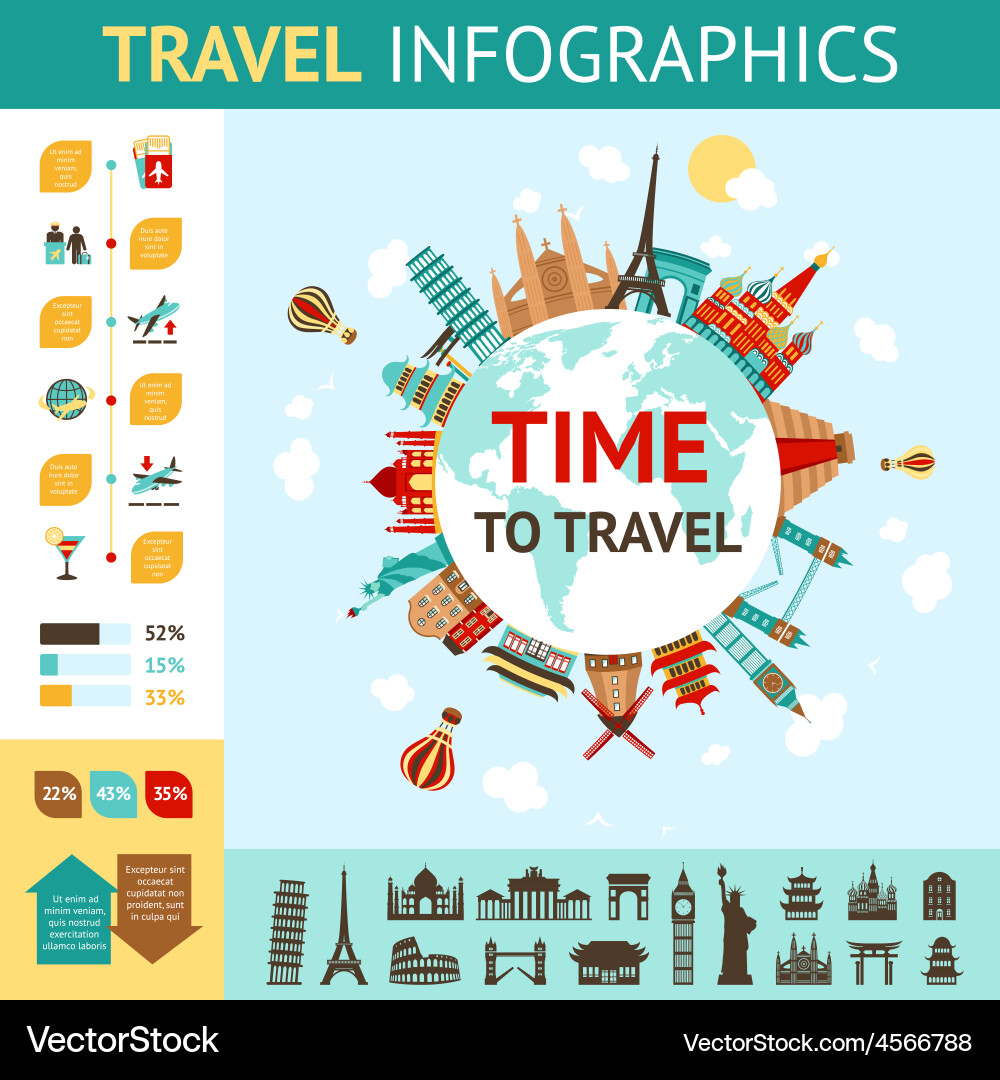 World Landmarks & Travel Charts Royalty Free Vector