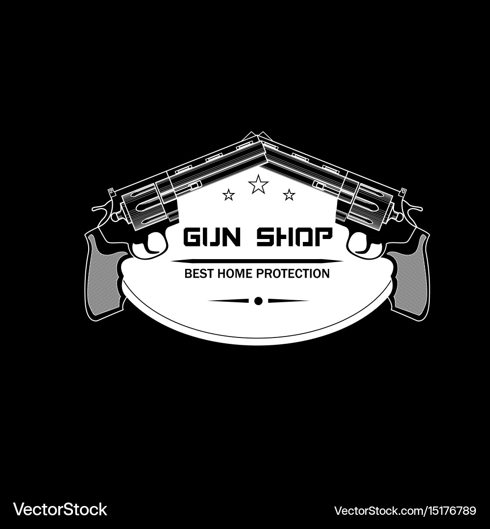 Gun shop emblem logo Royalty Free Vector Image