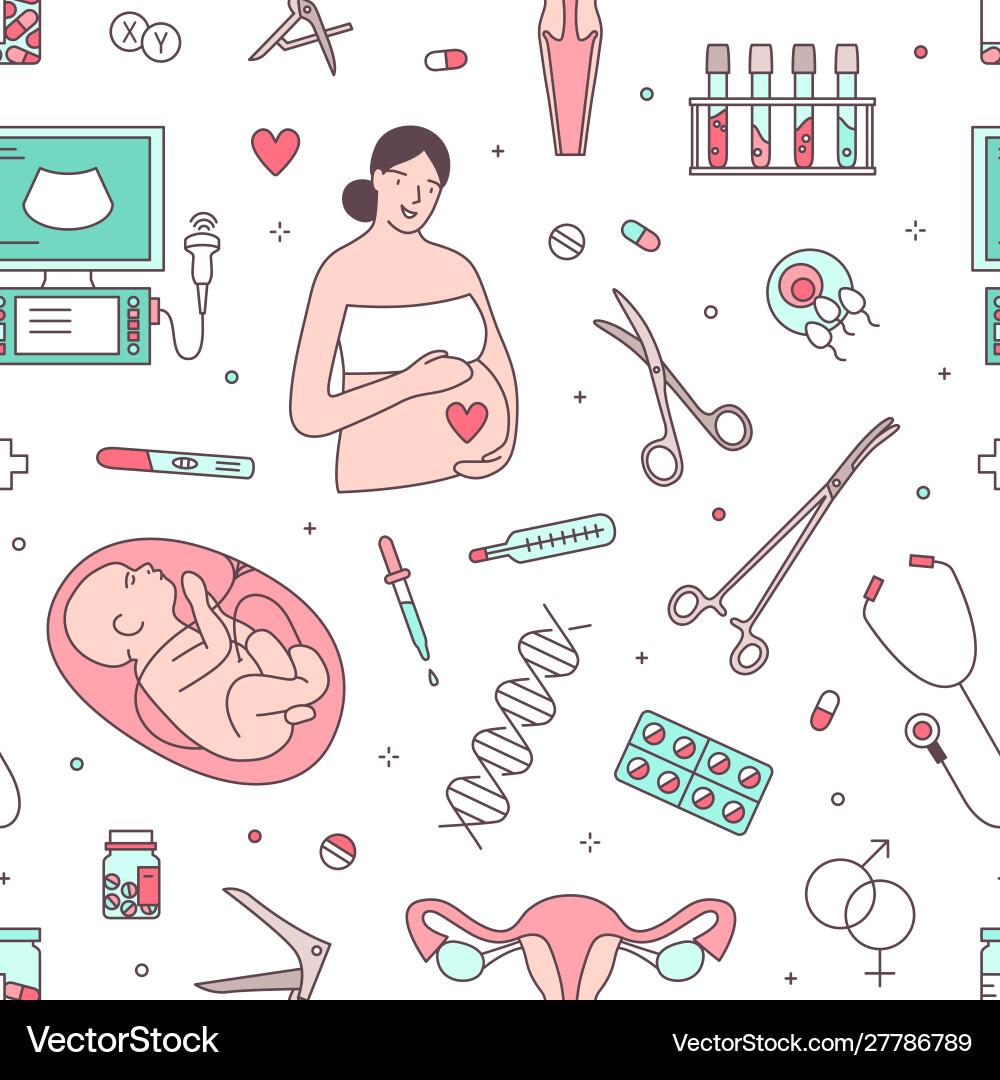 Gynecology services seamless pattern Royalty Free Vector