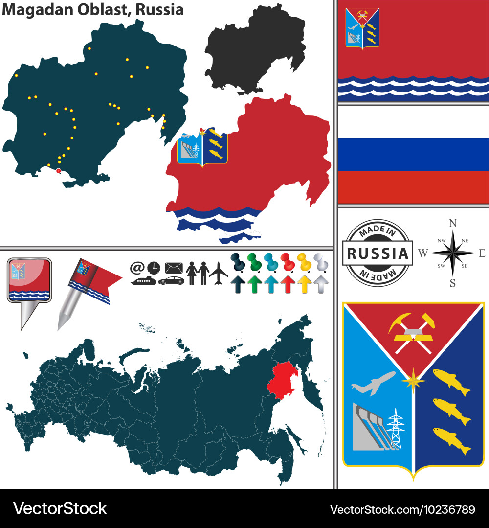 Map of oblast magadan Royalty Free Vector Image