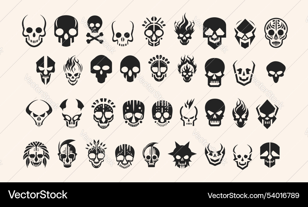 Skull human shapes set deaths head image Vector Image