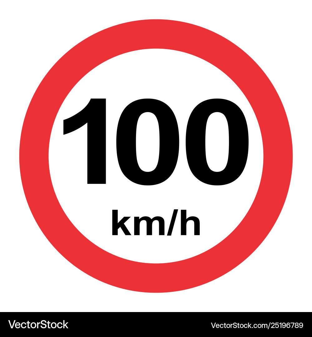 Speed limit 100 kmh traffic sign Royalty Free Vector Image