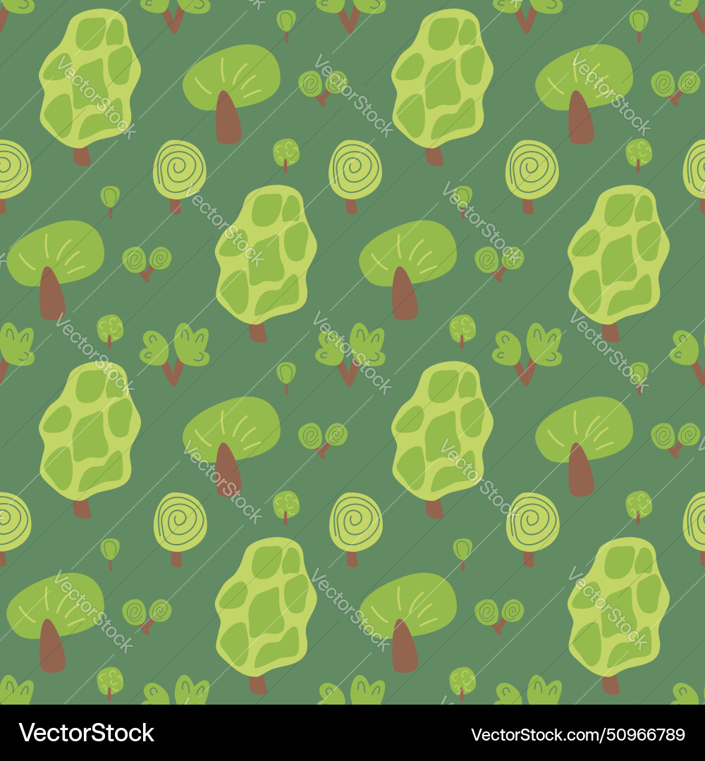 Summer forest landscape seamless pattern trees Vector Image