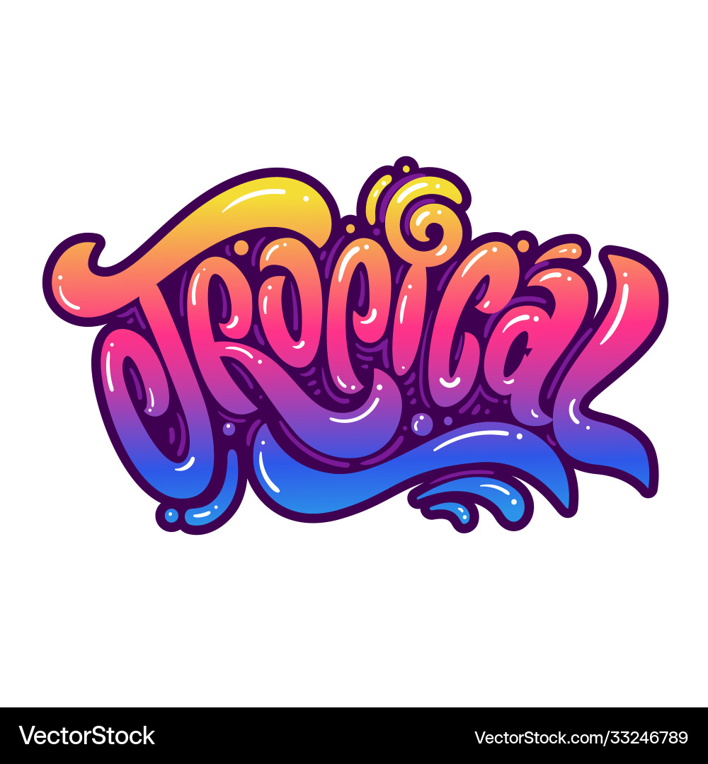 Tropical hand lettering colorful text design Vector Image