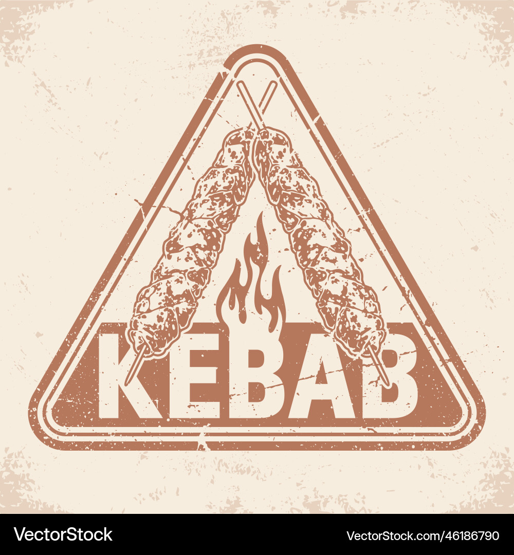 Beef kebab vintage sticker monochrome Royalty Free Vector