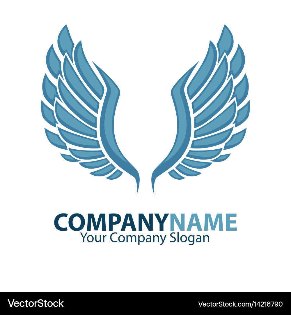 Blue Bird Wing Emblem Royalty Free Vector Image