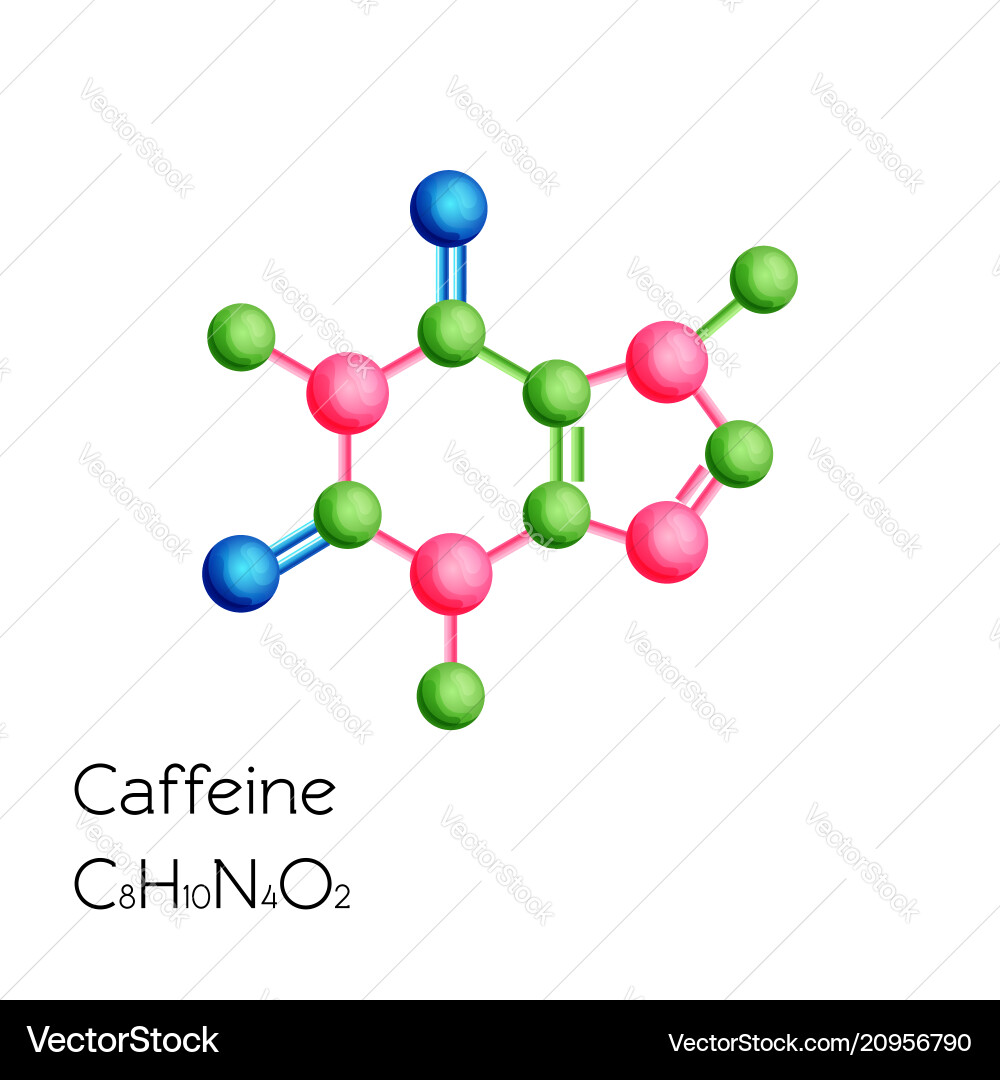 Caffeine structural chemical formula isolated Vector Image
