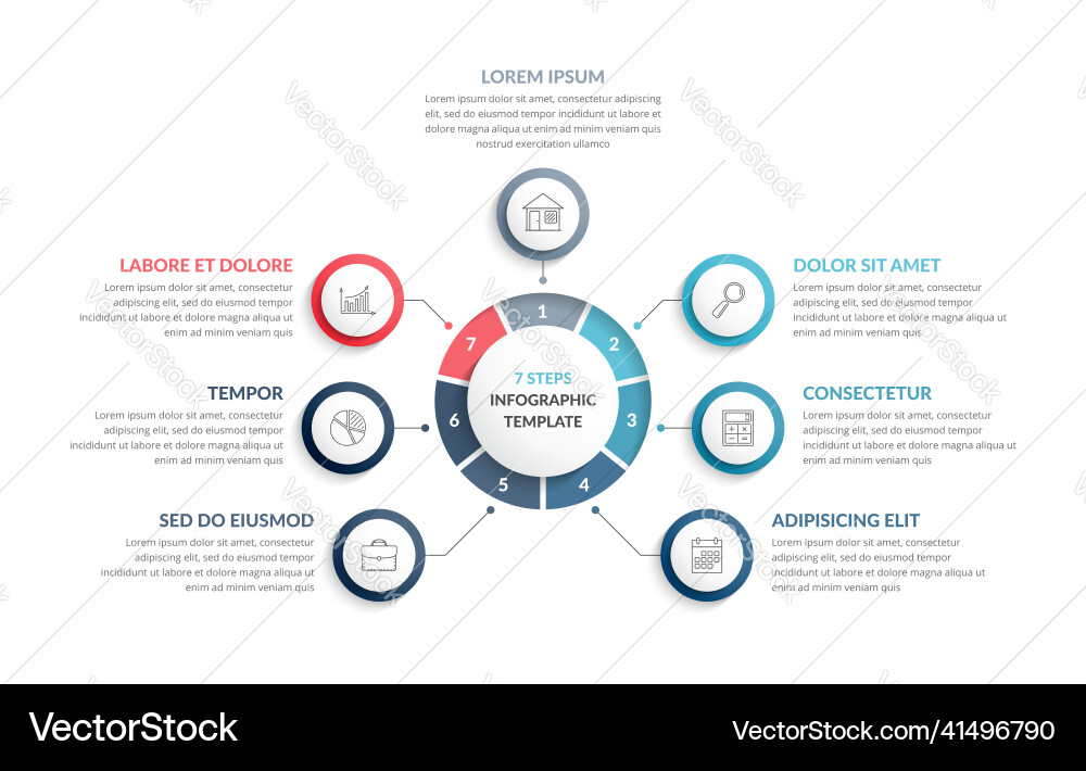 Circle infographics - seven elements Royalty Free Vector
