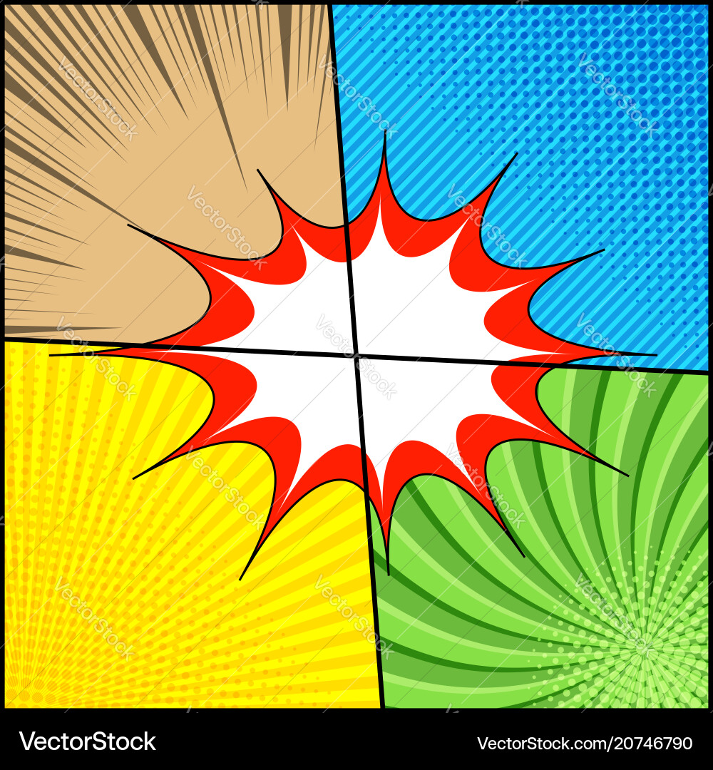 Comic page bright colorful template Royalty Free Vector