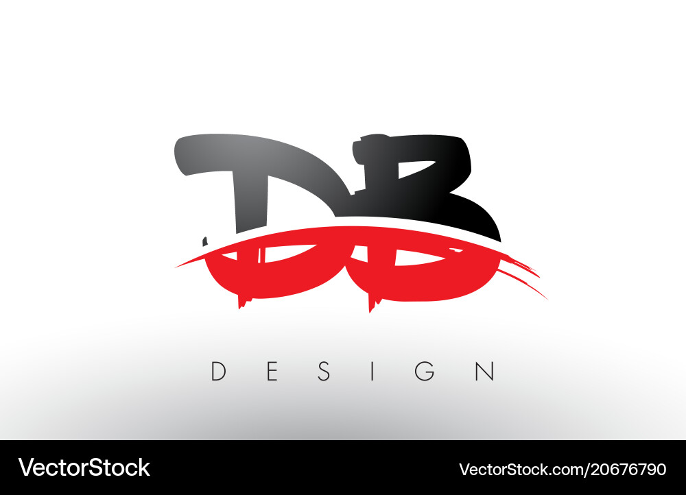 Db d b brush logo letters with red and black Vector Image