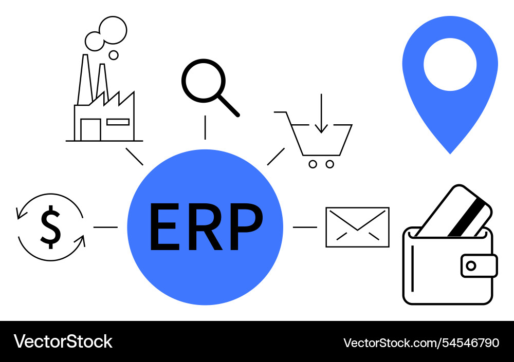Enterprise resource planning erp diagram Vector Image