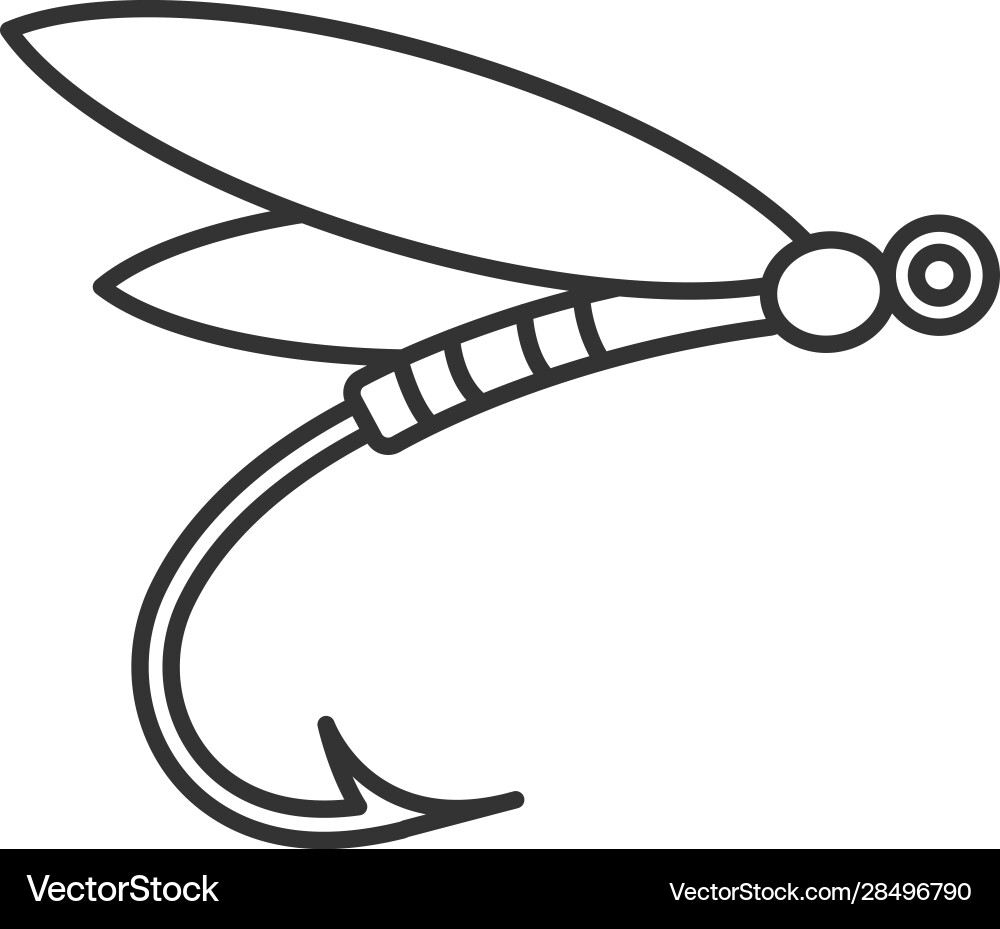 Fly fishing linear icon Royalty Free Vector Image