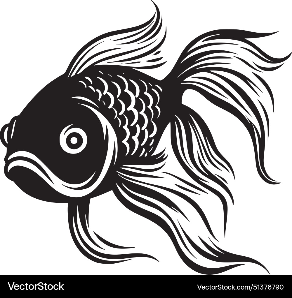 Goldfish - black and white Royalty Free Vector Image