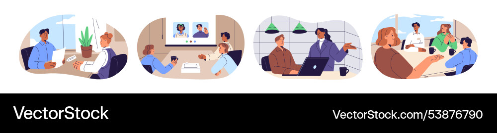 Office workers set colleague teams communicate Vector Image