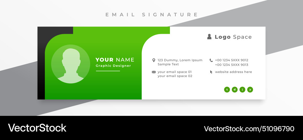 Stylish email signature card template Royalty Free Vector