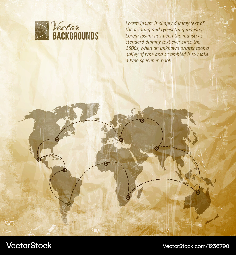 Vintage World Map Pattern Royalty Free Vector Image