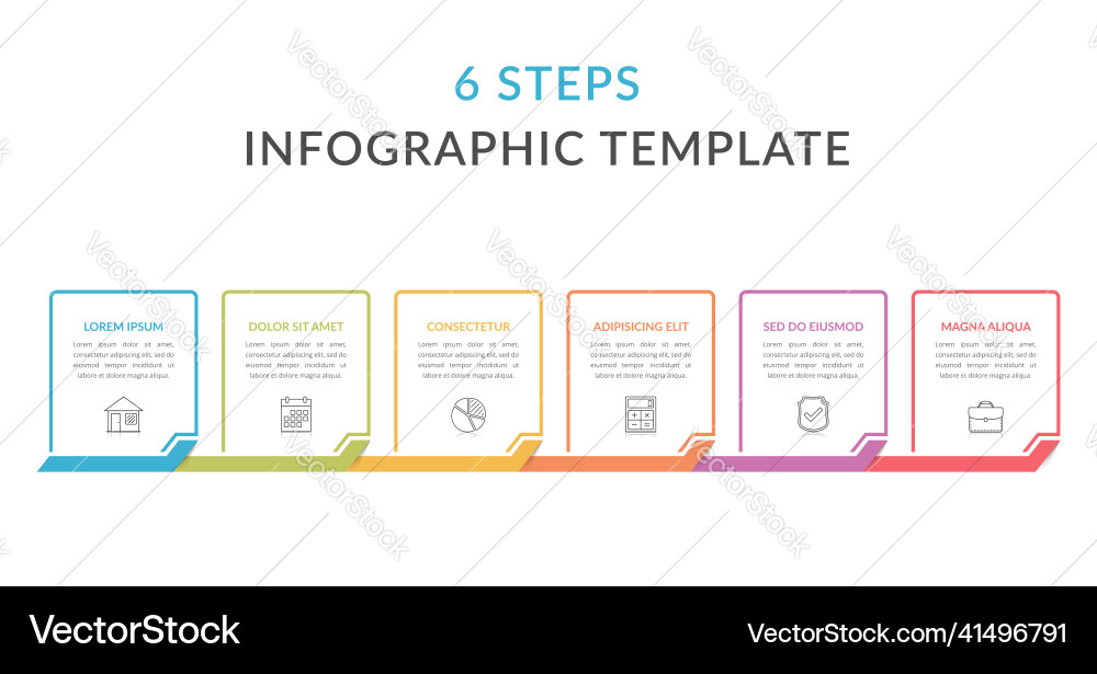 6 steps - infographic template Royalty Free Vector Image