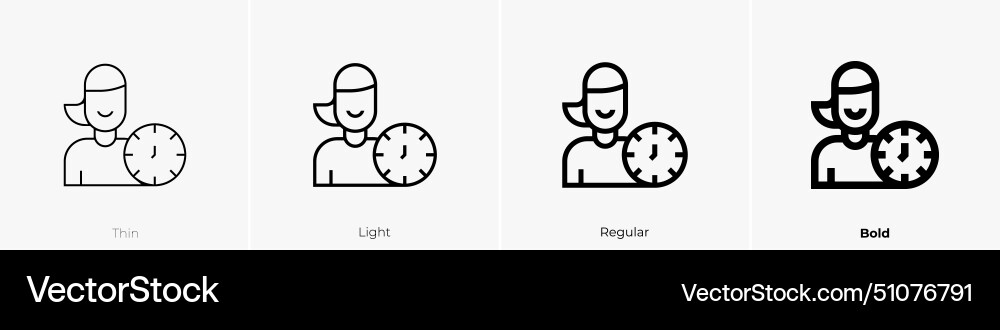 Clock icon thin light regular and bold style Vector Image