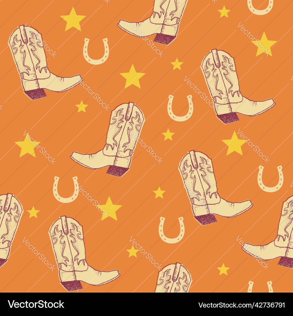 Cowboy boots seamless pattern with rodeo elements Vector Image