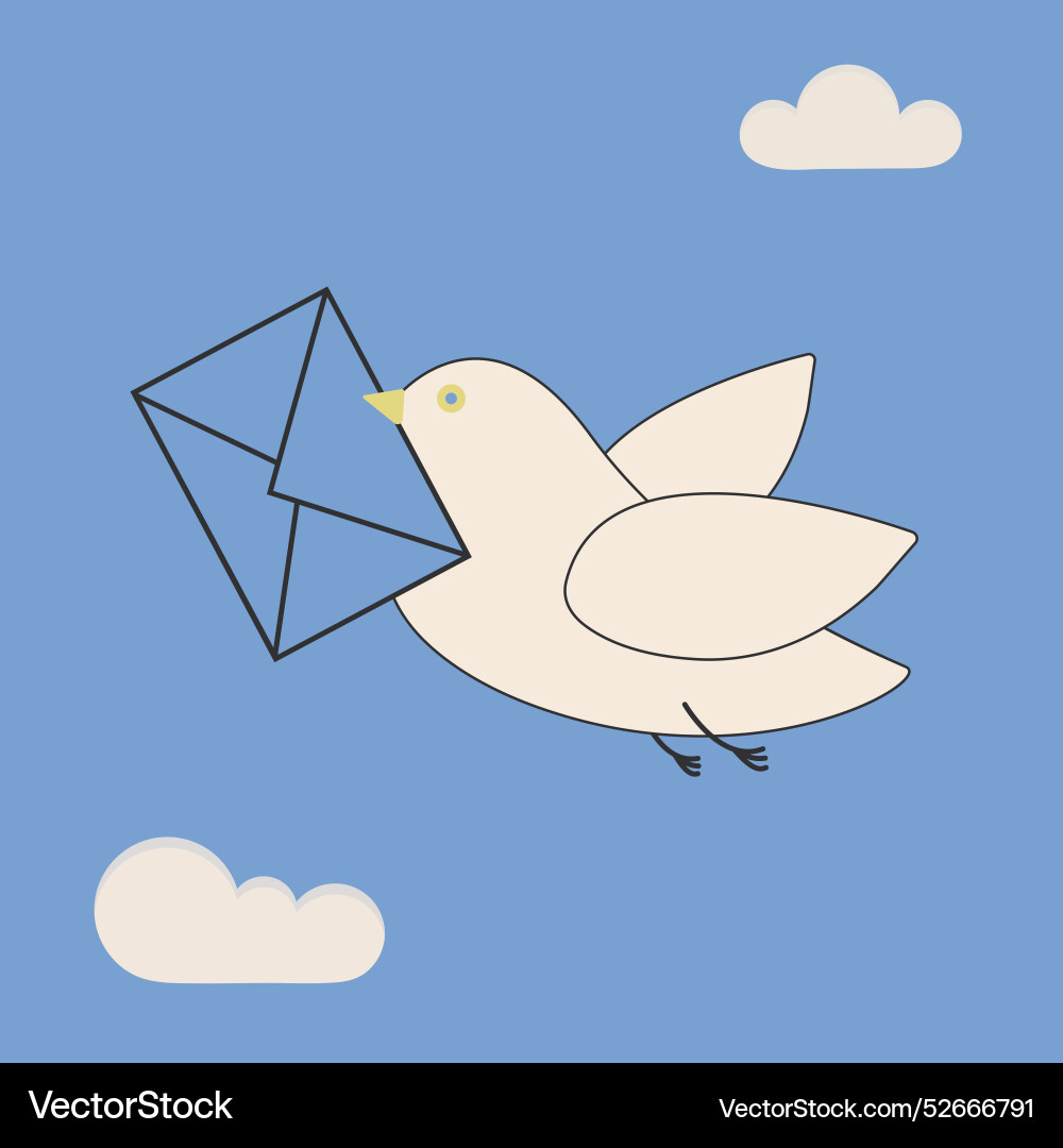 Flying post bird with a letter Royalty Free Vector Image