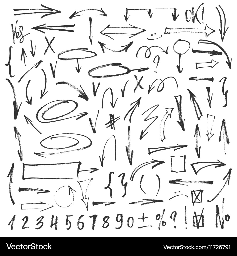 Grunge Ink Arrows & Signs Royalty Free Vector Image