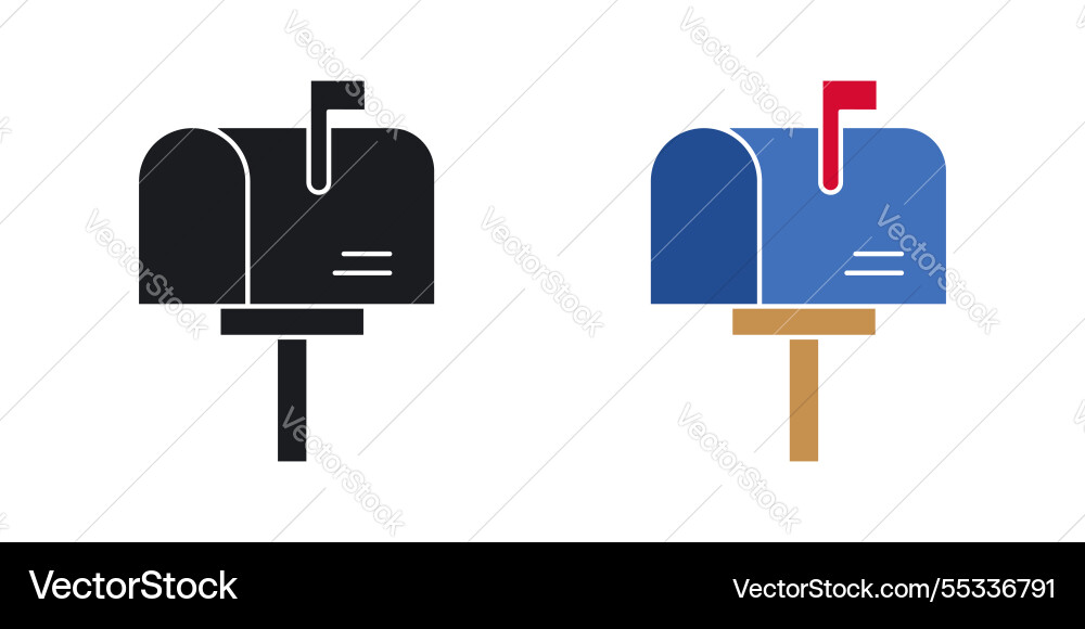 Mailbox icons set black and colored style Vector Image
