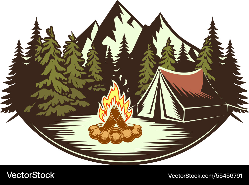 Mountain camping adventure Royalty Free Vector Image