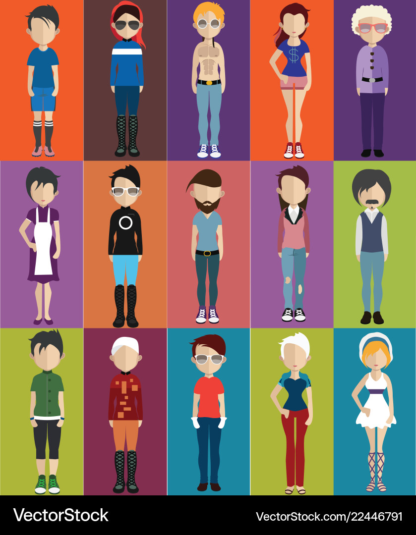 People avatar with full body and torso variations Vector Image