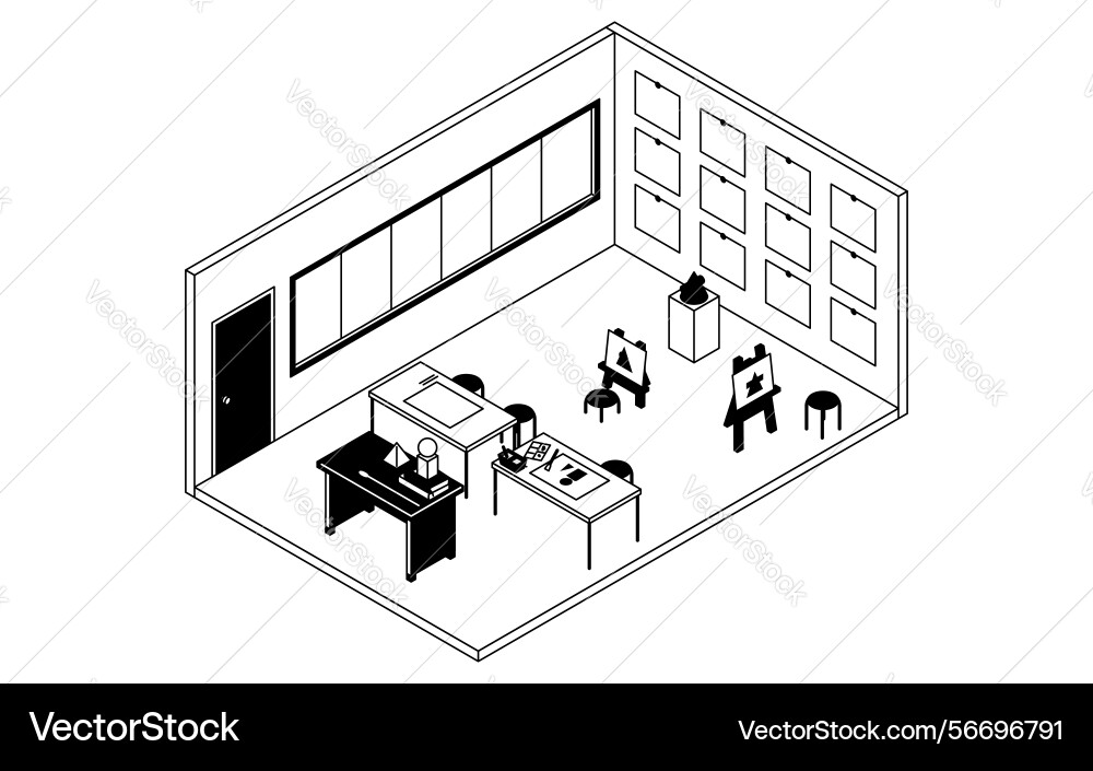 Simple and cute isometric line drawing Royalty Free Vector