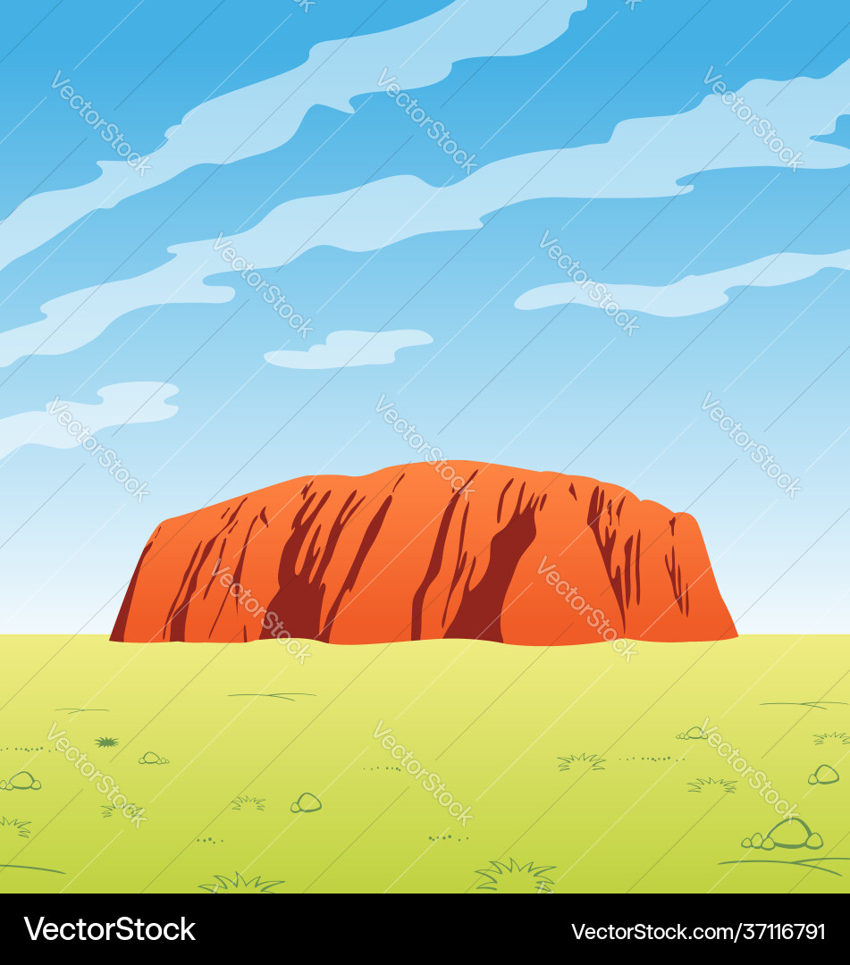 Uluru outback central australia scene Royalty Free Vector