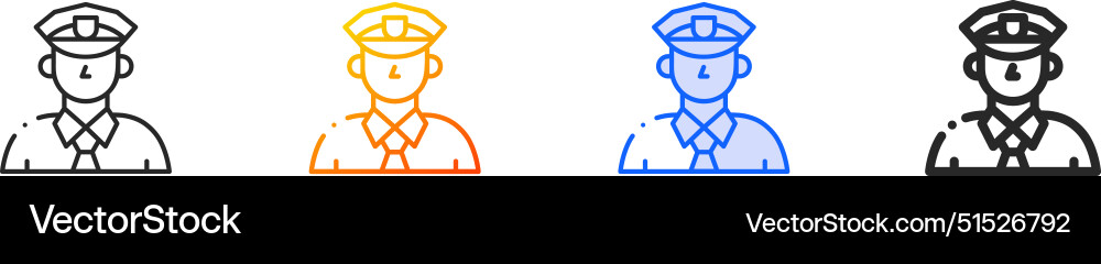 Cop iconthin linear gradient blue stroke and bold Vector Image