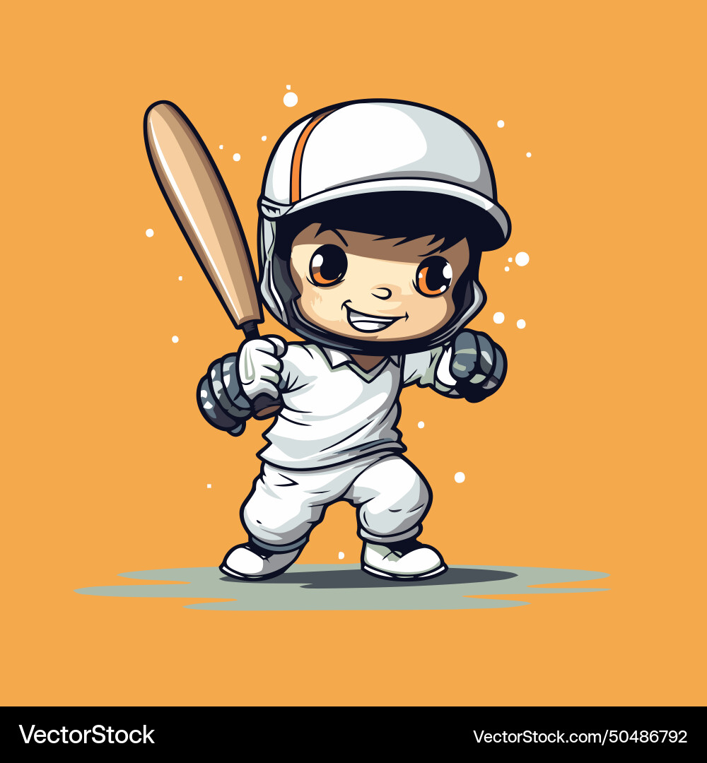 Cute little boy playing baseball with helmet Vector Image