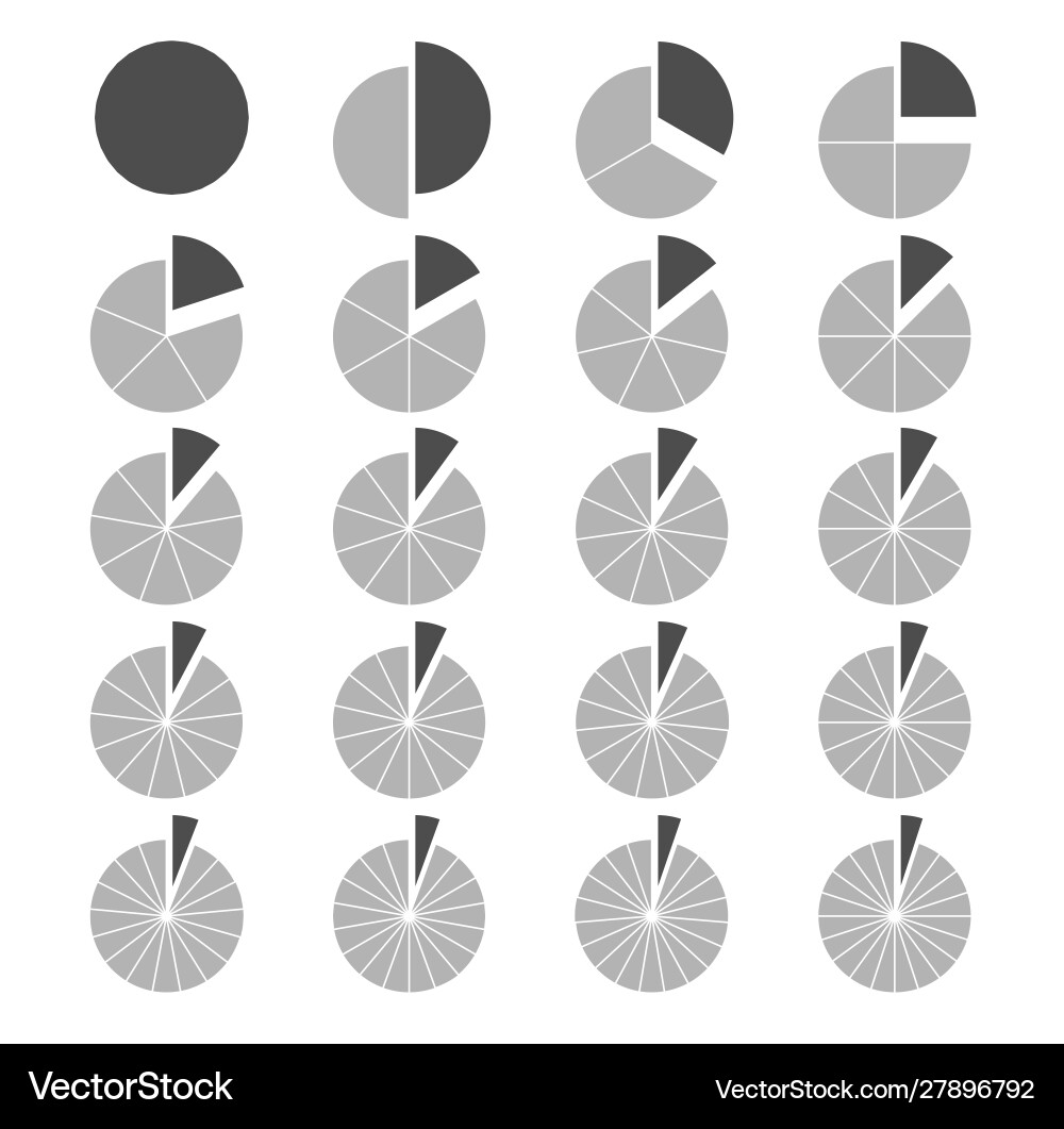 Fraction pie divided into slices fractions Vector Image