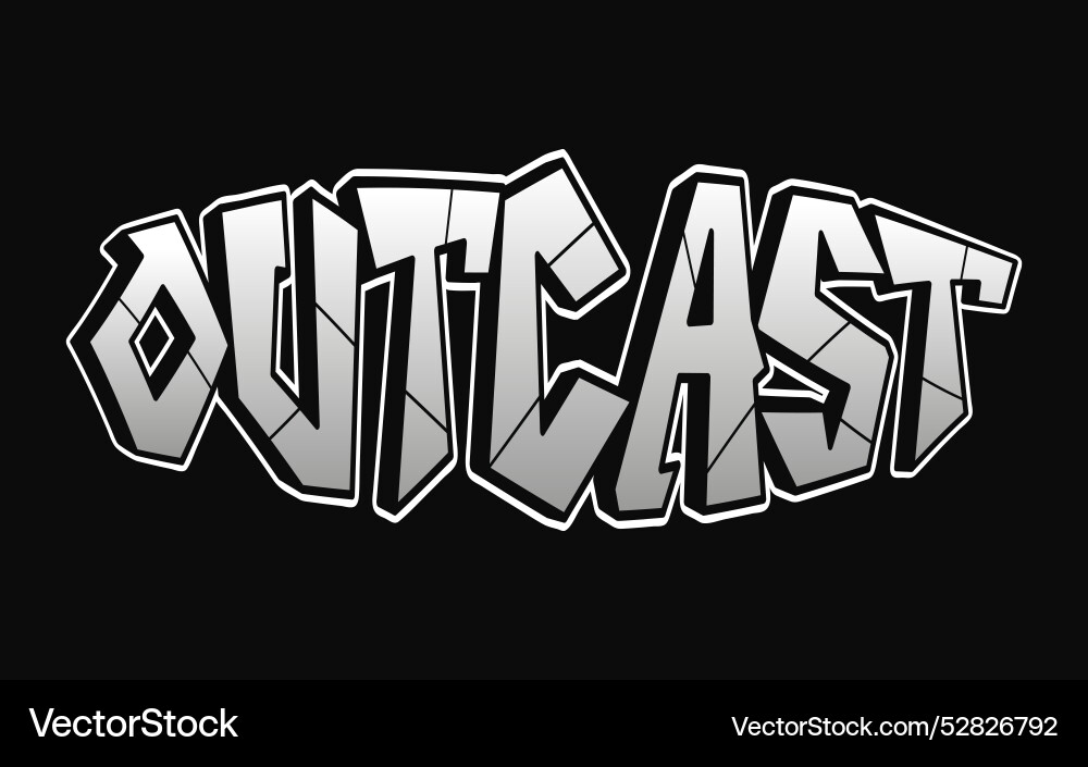 Outcast - single word letters graffiti style Vector Image