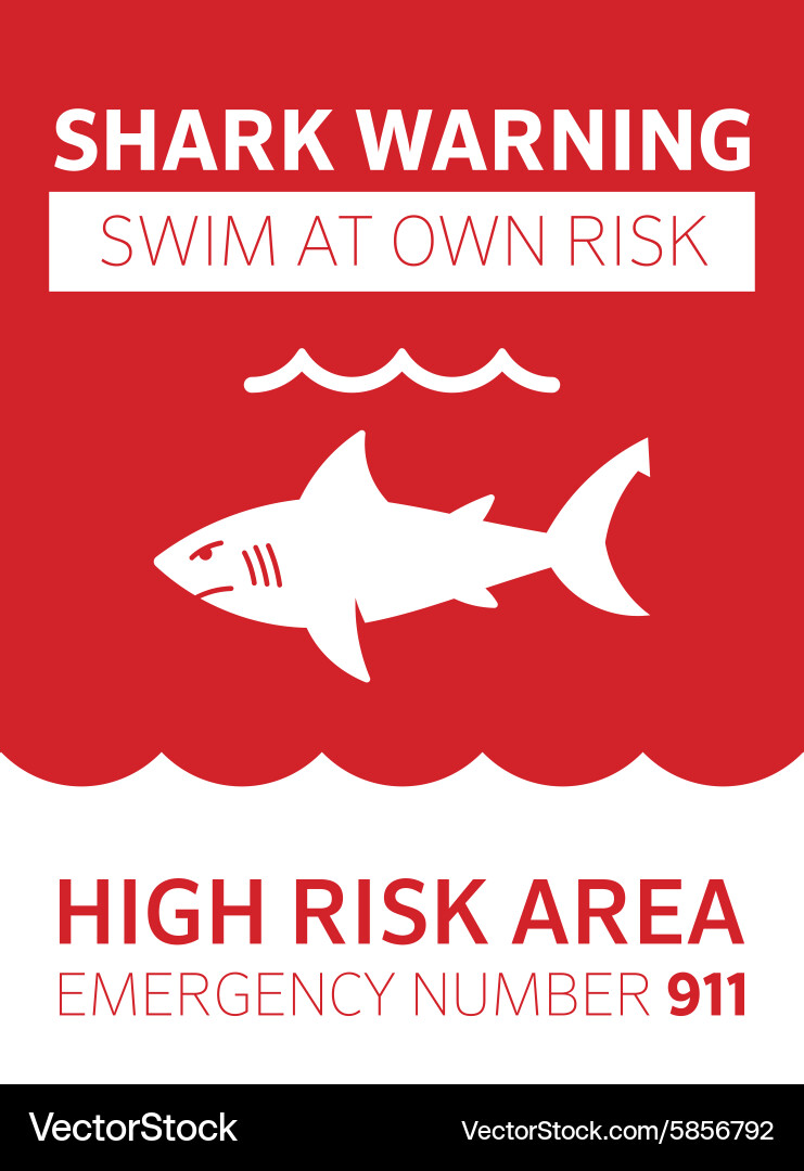 Shark Warning Sign - Beach Safety Royalty Free Vector Image