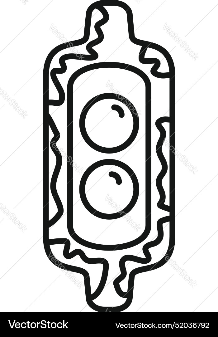 Snow pea pod showing two peas icon line style Vector Image