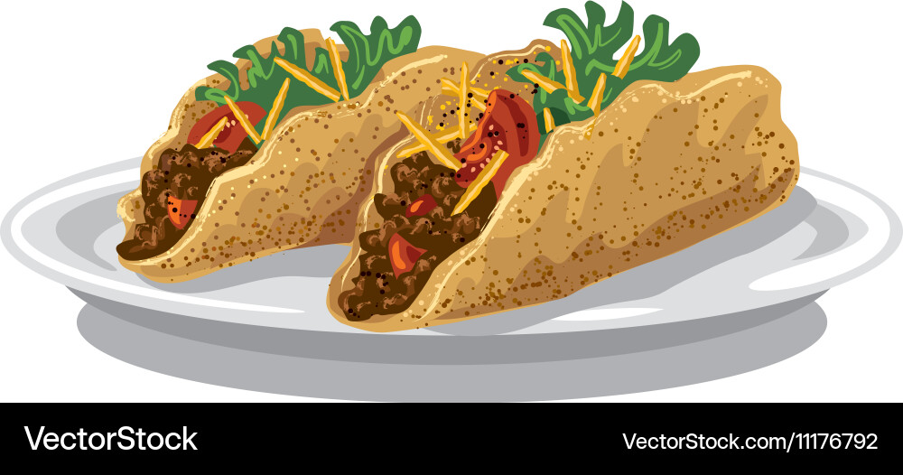 Tacos on plate Royalty Free Vector Image - VectorStock