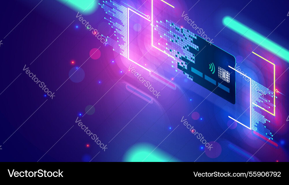 Virtual digital banking card isometric concept Vector Image