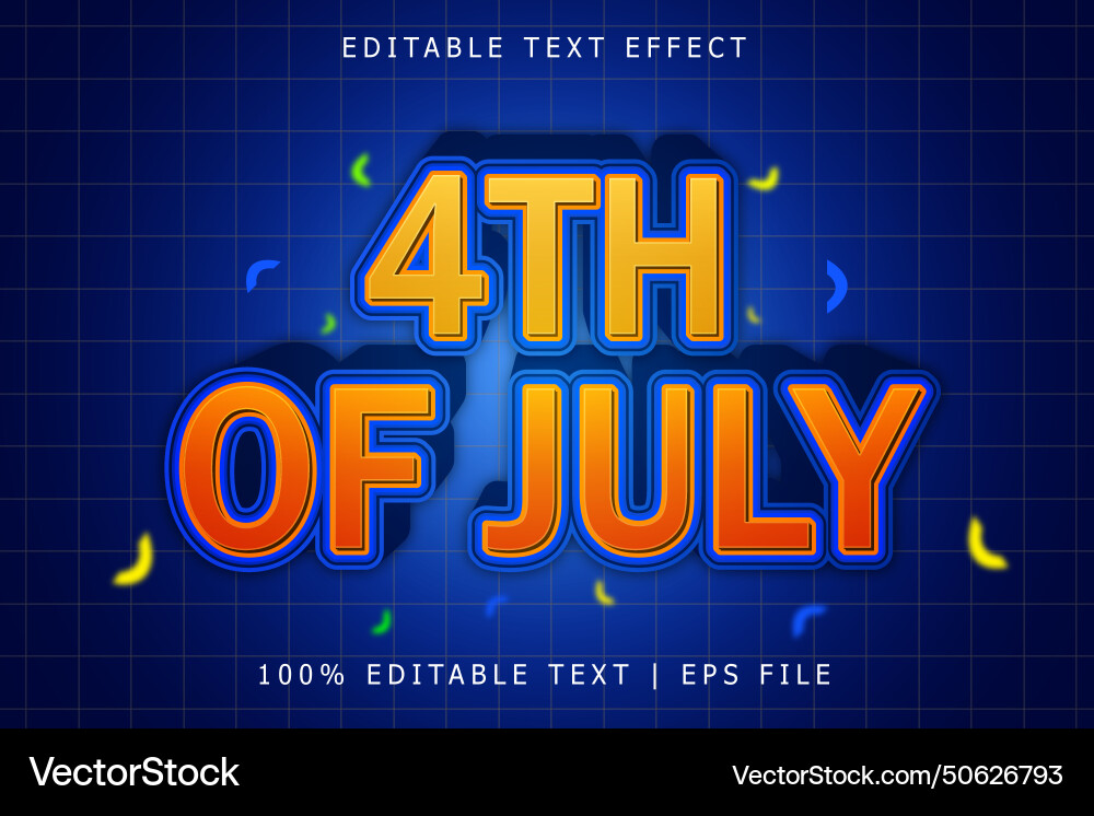 4th of july editable text effect 3 dimension Vector Image