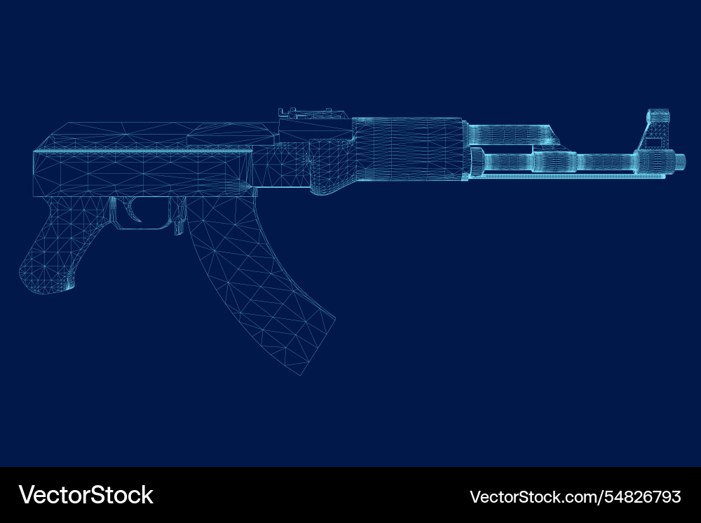Assault rifl wireframe weapon and army symbol Vector Image