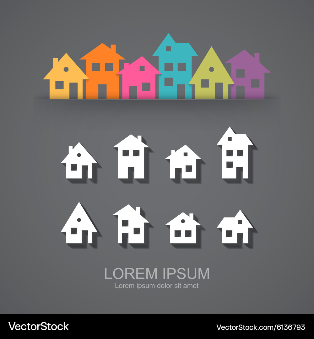 Modern House Icon Set Royalty Free Vector Image