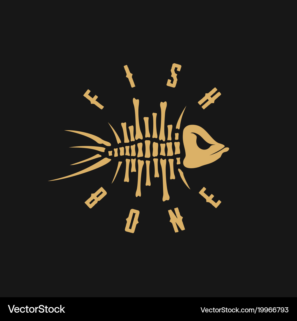 Modern professional sign logo fish bone Royalty Free Vector