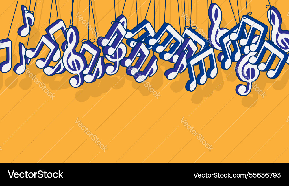 Musical notes suspended from ropes and swaying Vector Image