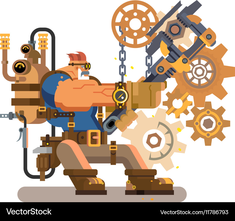 Steam engineer working Royalty Free Vector Image