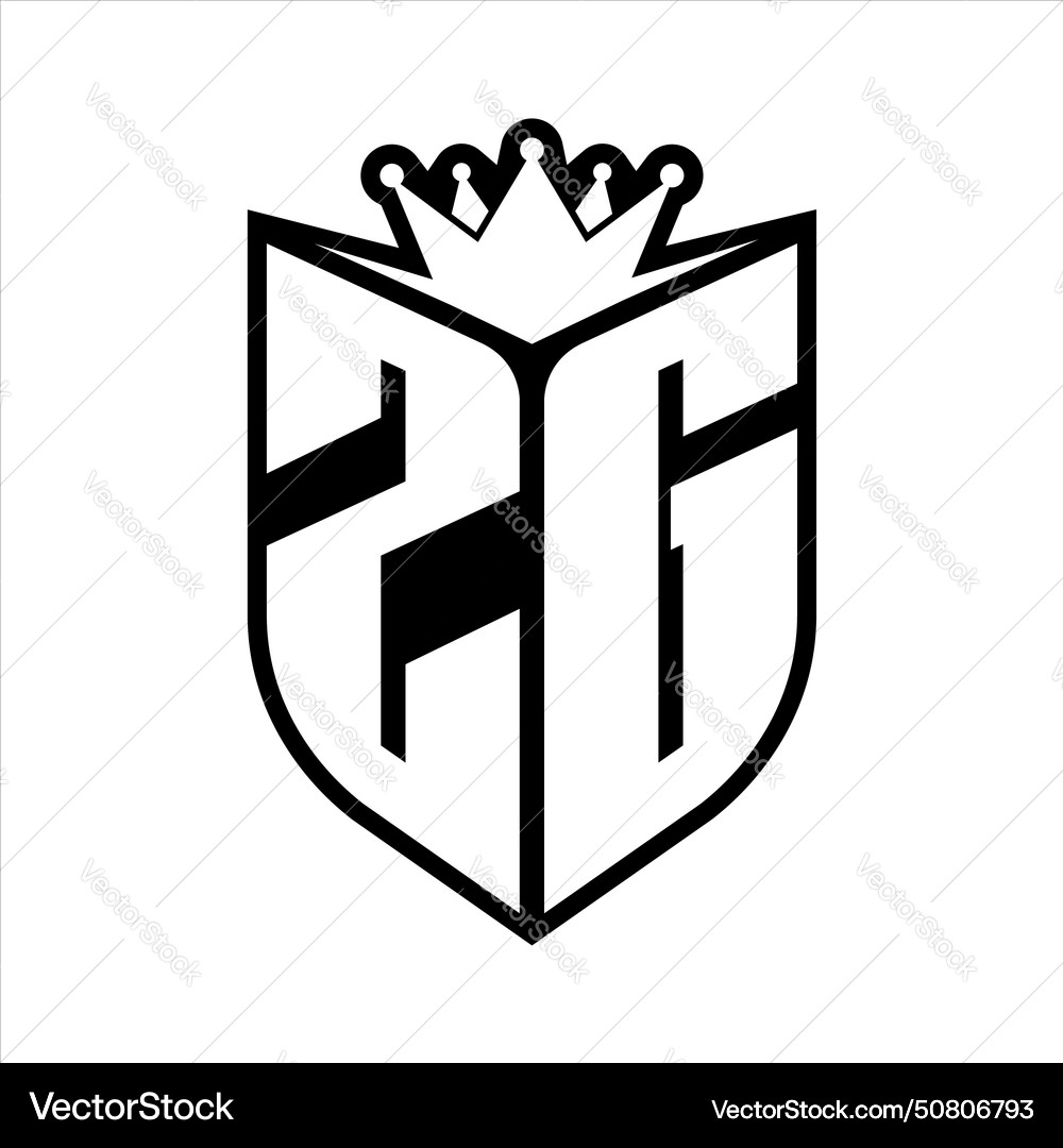 Zg letter bold monogram with shield shape Vector Image