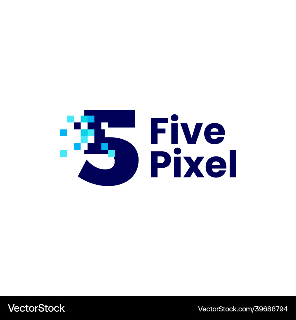 5 five number pixel mark digital 8 bit logo icon Vector Image