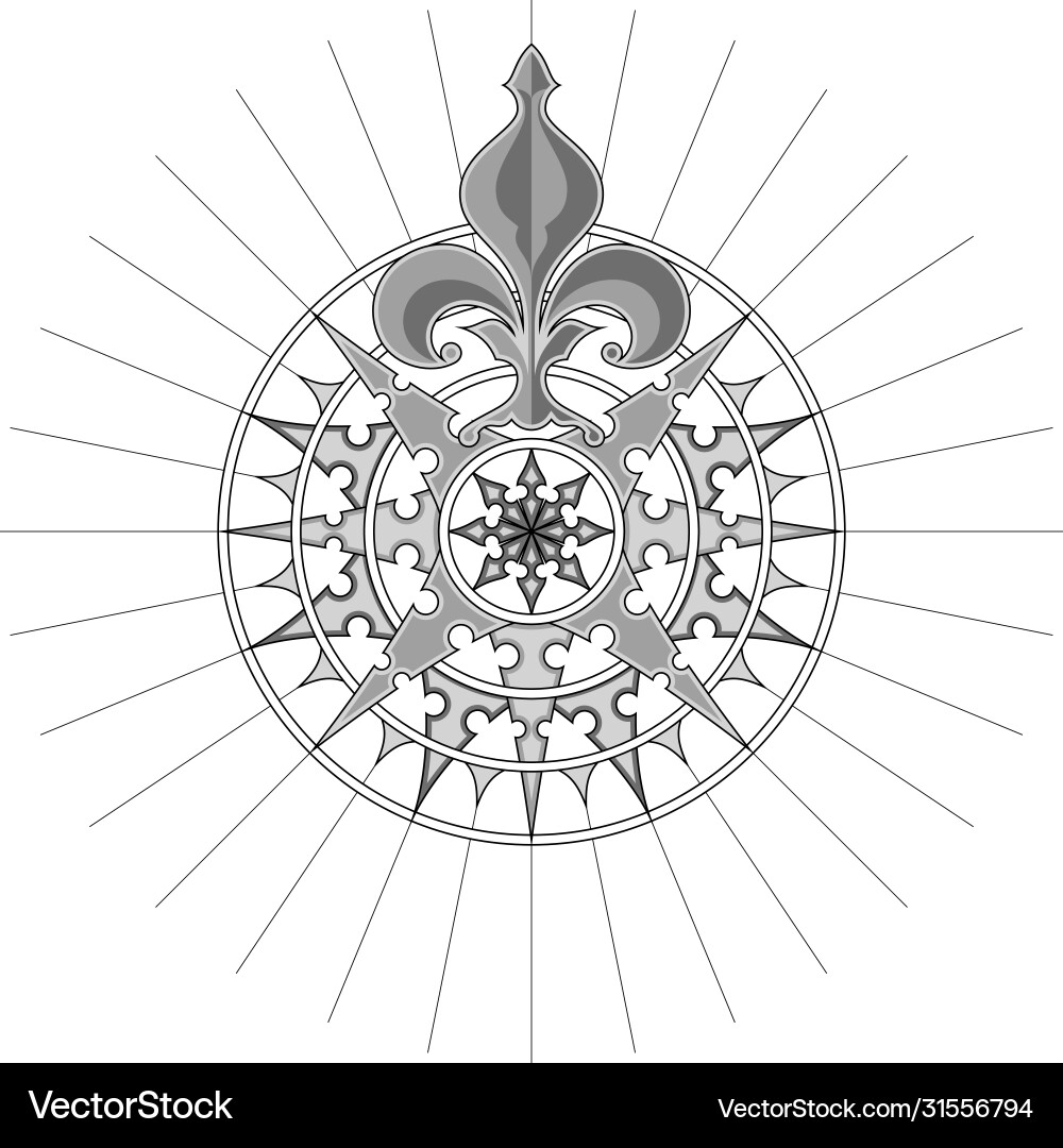Antique compass rose Royalty Free Vector Image
